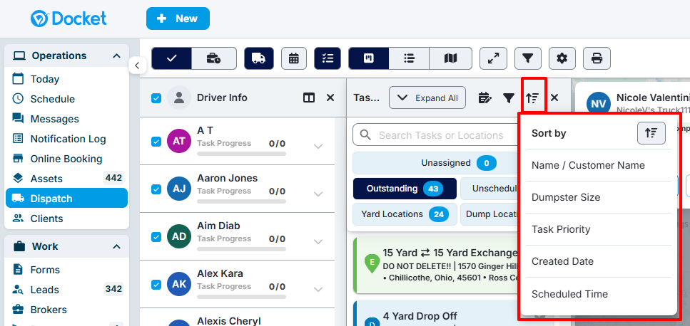 10/7/25: Search by PIN and New Sorting Options on Dispatch, Bug Fixes – Docket Support