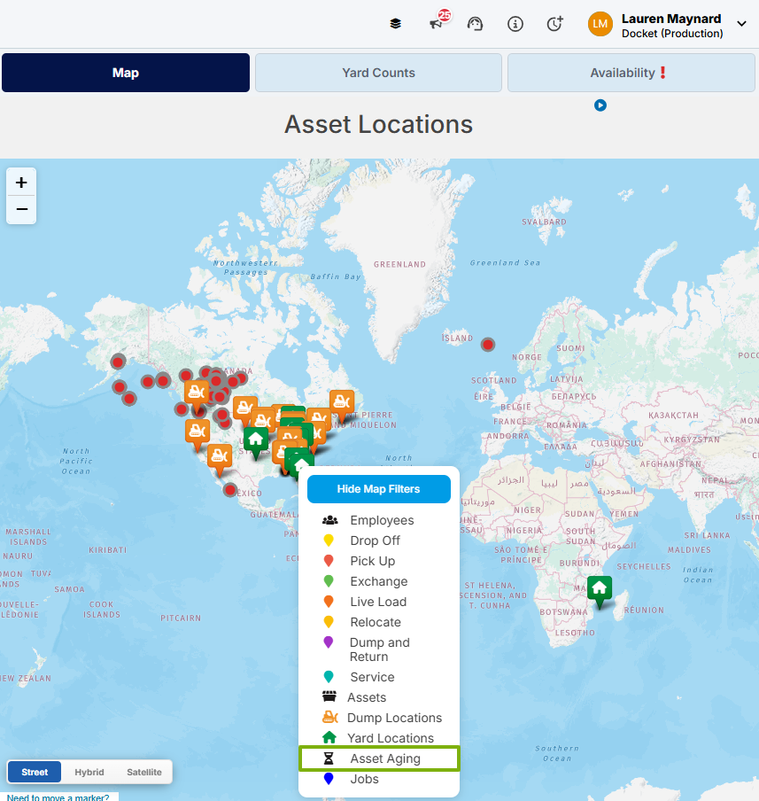 Dumpster Management: Map – Docket Support