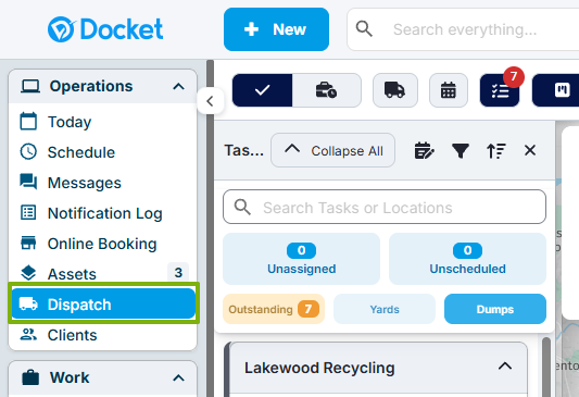 Use the Dispatch Board (Page) – Docket Support